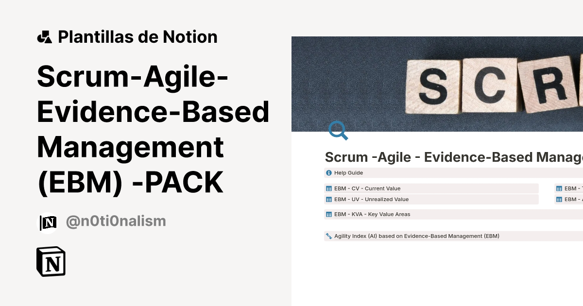 Plantilla Scrum-Agile- Evidence-Based Management (EBM) -PACK | Notion Marketplace