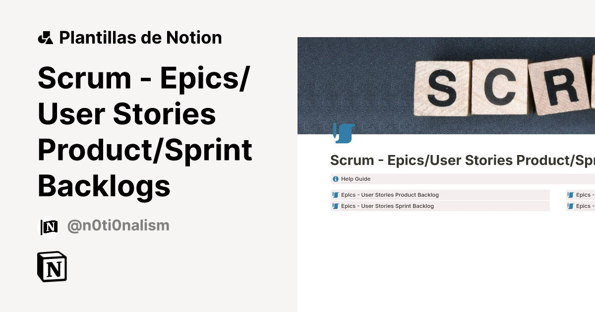 Plantilla Scrum - Epics/User Stories Product/Sprint Backlogs de ...
