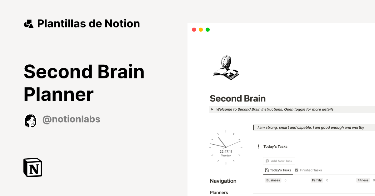 Plantilla Second Brain Planner de Smart Notion | Notion Marketplace