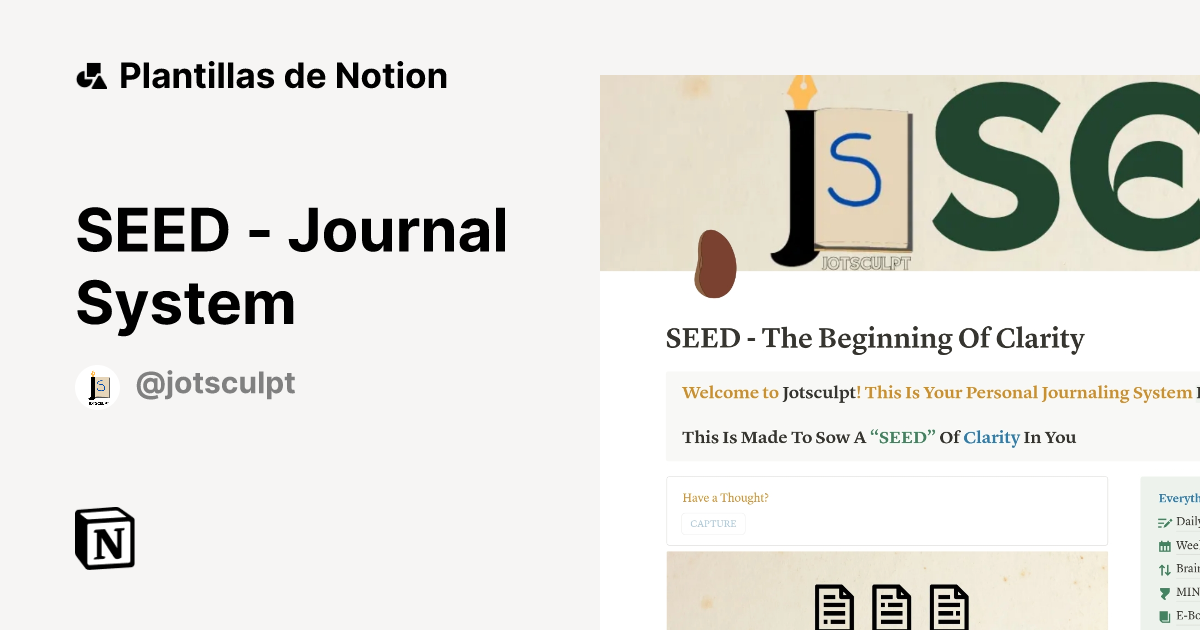 Plantilla SEED - Journal System | Notion Marketplace
