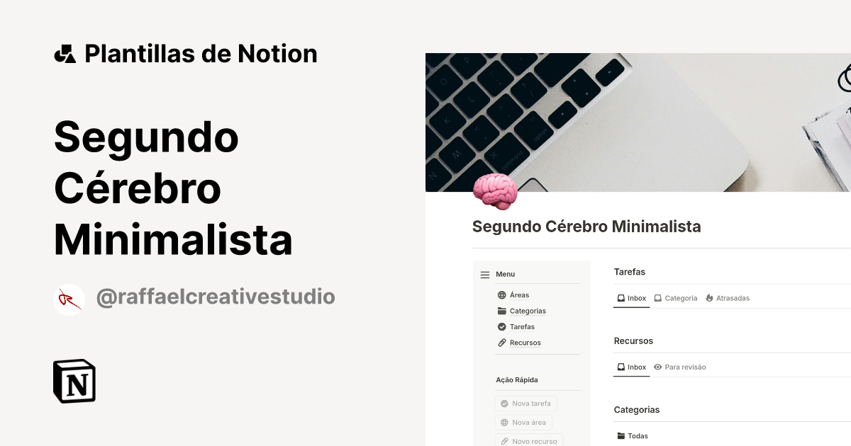 Plantilla Segundo Cérebro Minimalista | Notion Marketplace