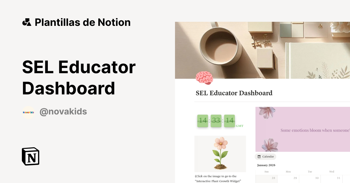 Plantilla SEL Educator Dashboard de Nova | Notion Marketplace