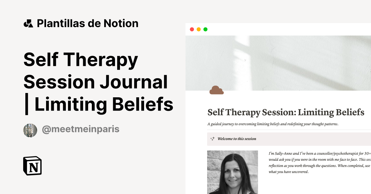Plantilla Self Therapy Session Journal | Limiting Beliefs de Meet me in ...
