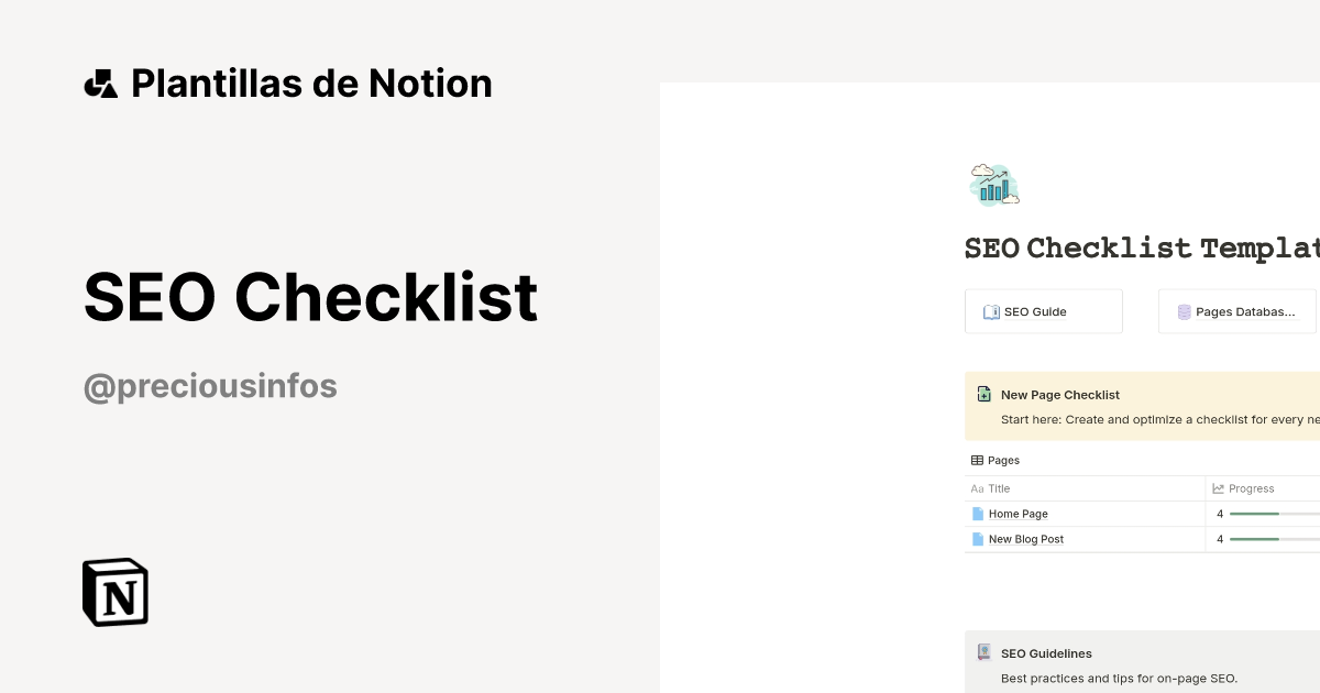 Plantilla SEO Checklist | Notion Marketplace