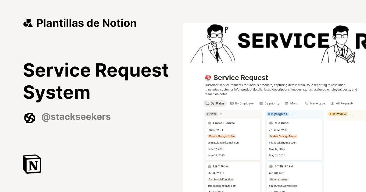 Plantilla Service Request System de Stack Seekers | Notion Marketplace