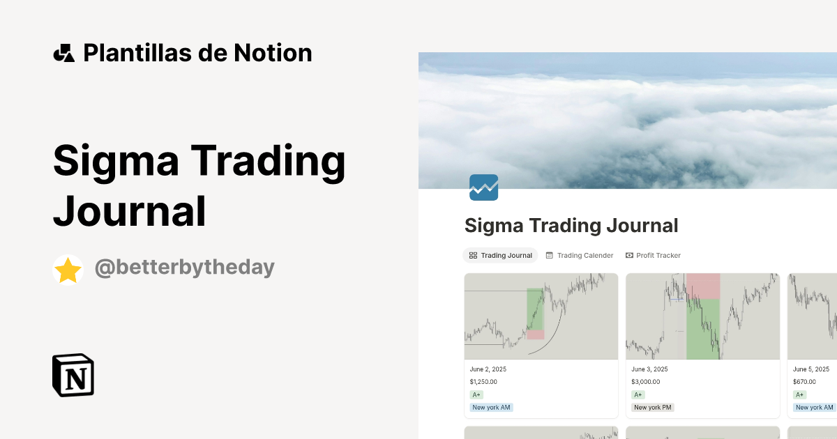 Plantilla Sigma Trading Journal de Better By The Day | Notion Marketplace