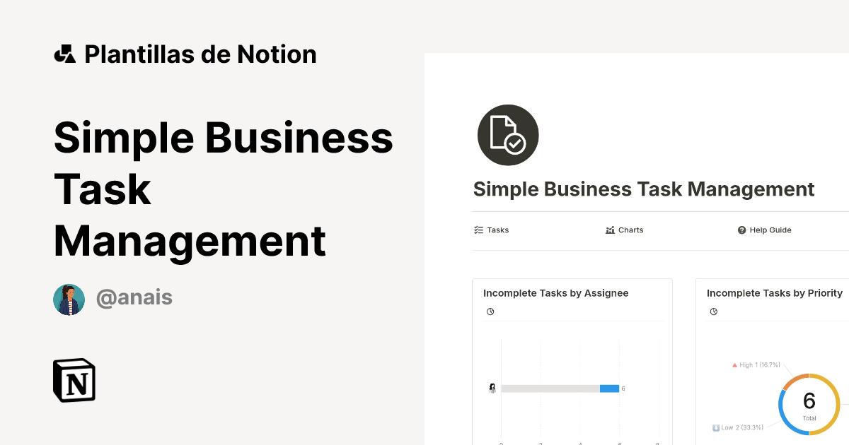 Plantilla Simple Business Task Management | Notion Marketplace