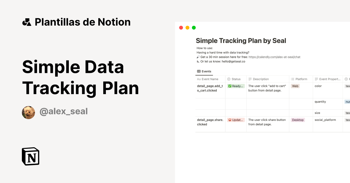Plantilla Simple Data Tracking Plan | Notion Marketplace