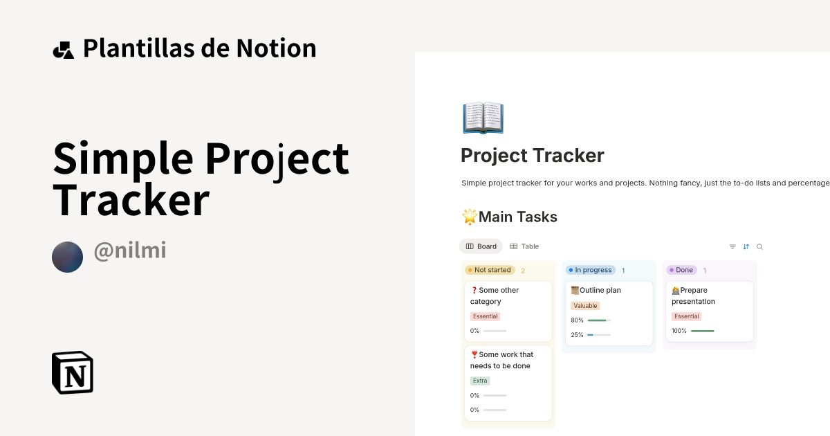 Plantilla Simple Project Tracker de Lin | Notion Marketplace