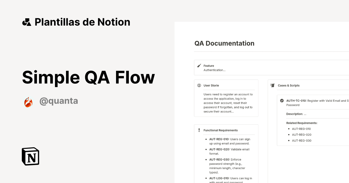 Plantilla Simple QA Flow | Notion Marketplace