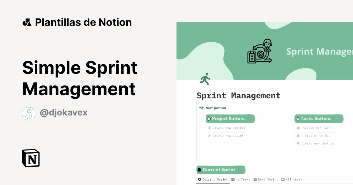 Plantilla Simple Sprint Management de Djokavex | Notion Marketplace