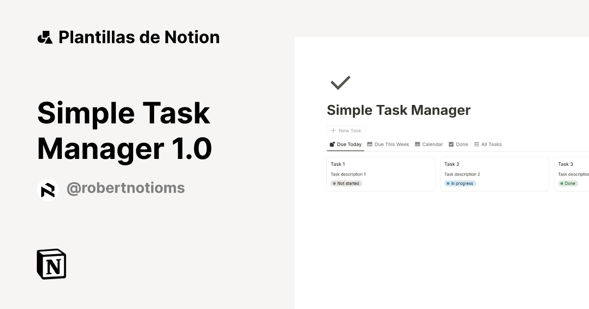 Plantilla Simple Task Manager 1.0 | Notion Marketplace