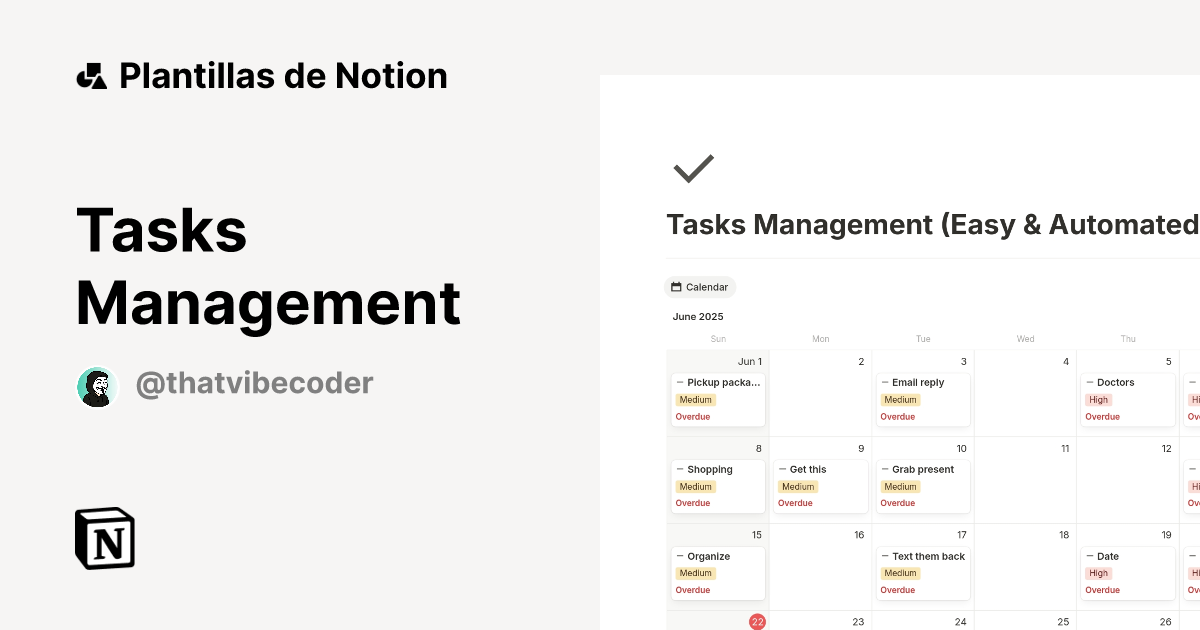 Plantilla Tasks Management | Notion Marketplace