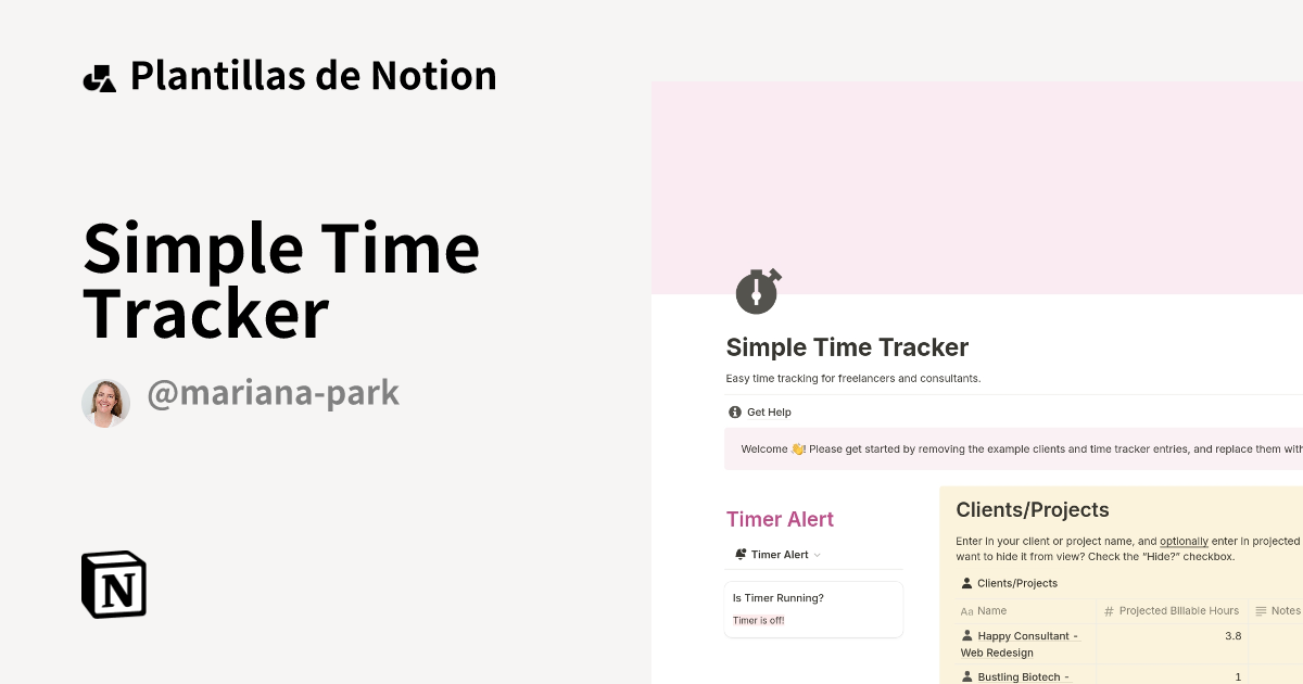 Plantilla Simple Time Tracker | Notion Marketplace