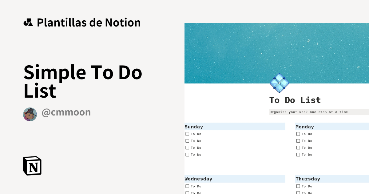 Plantilla Simple To Do List de CM | Notion Marketplace