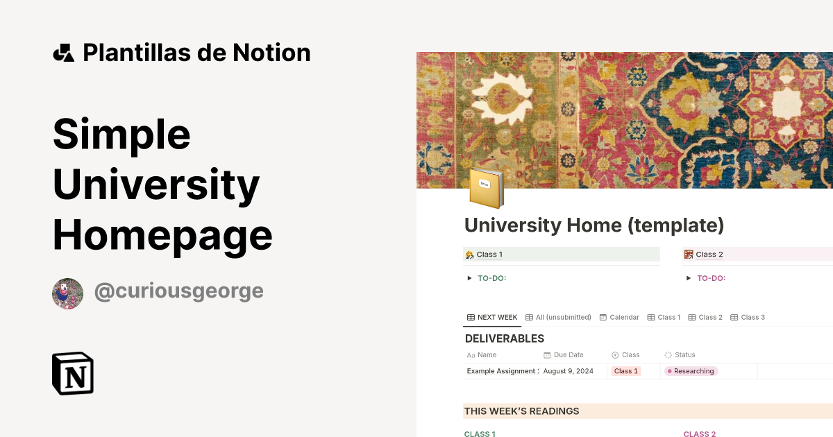 Plantilla Simple University Homepage | Notion Marketplace