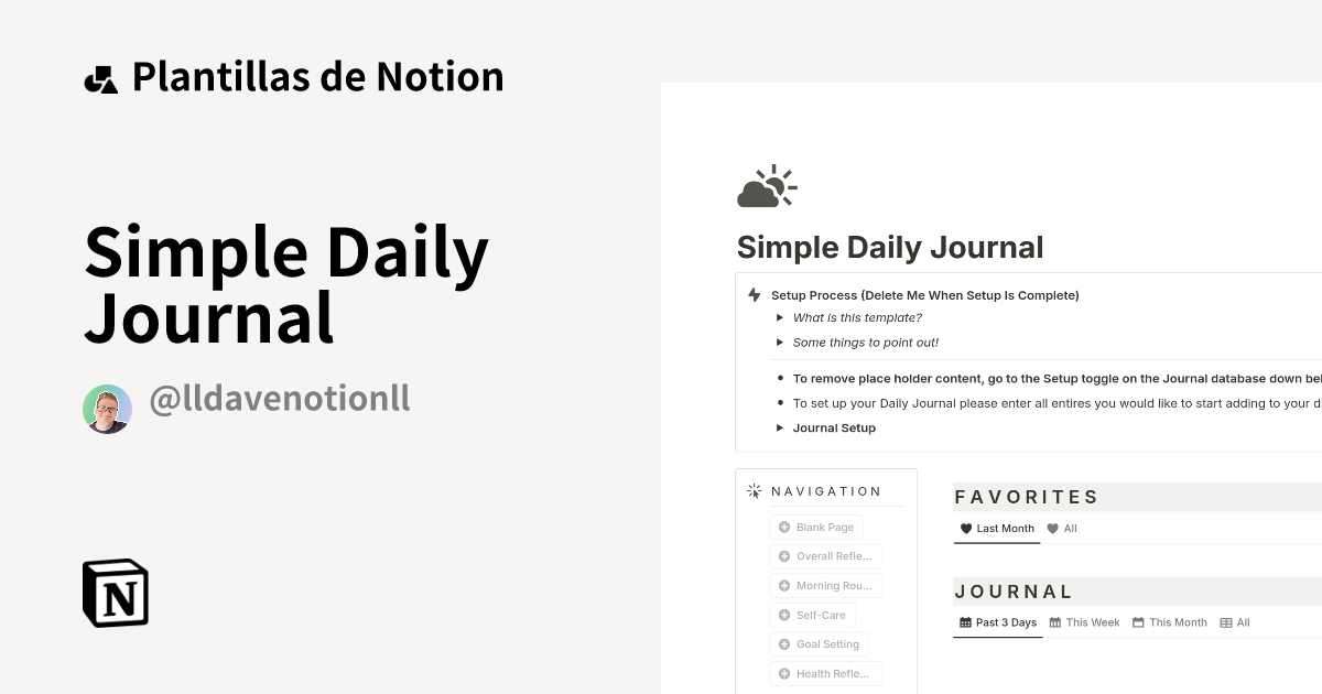 Plantilla Simple Daily Journal | Notion Marketplace