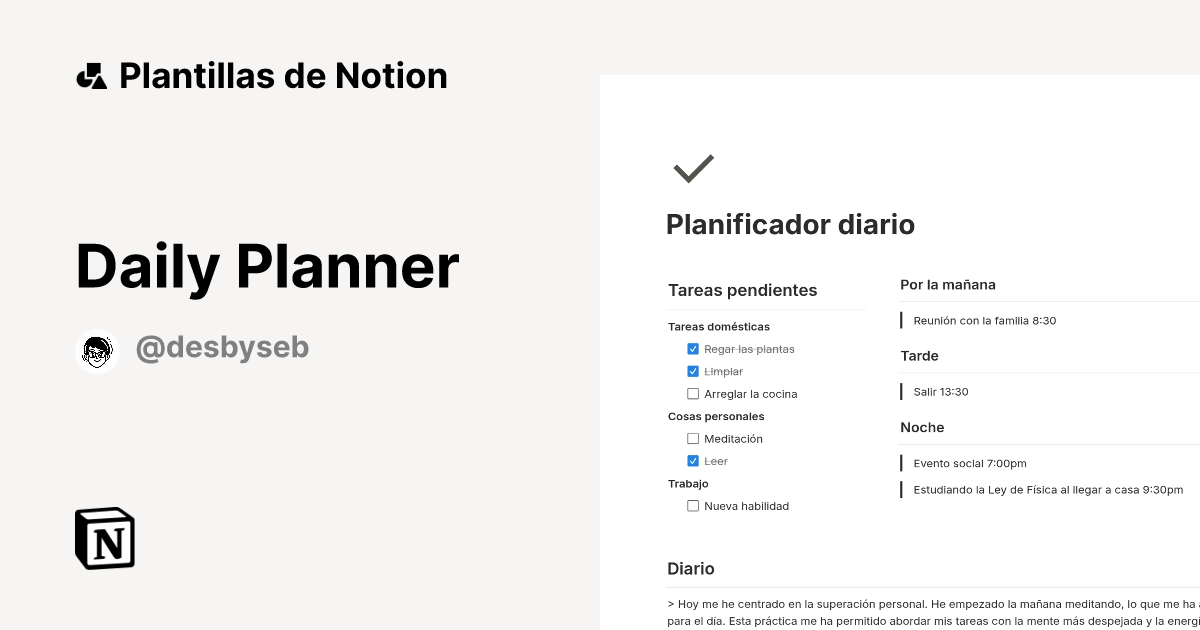 Plantilla Daily Planner | Notion Marketplace