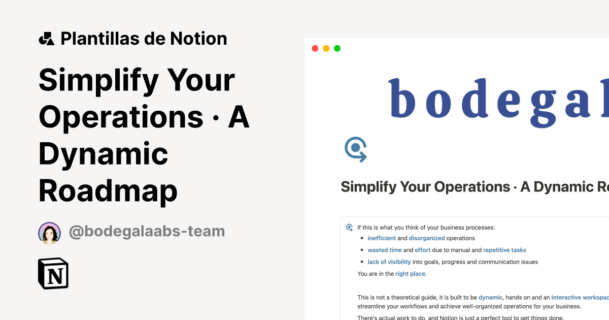 Plantilla Simplify Your Operations · A Dynamic Roadmap de Triz | Notion ...