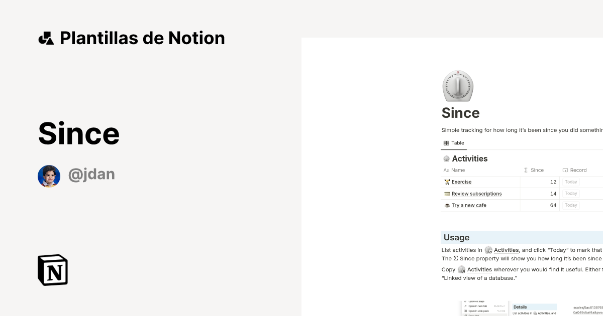 Plantilla Since | Notion Marketplace