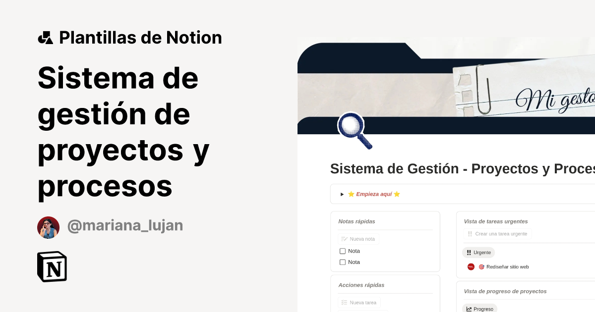 Plantilla Sistema de optimización de proyectos y procesos | Notion Marketplace