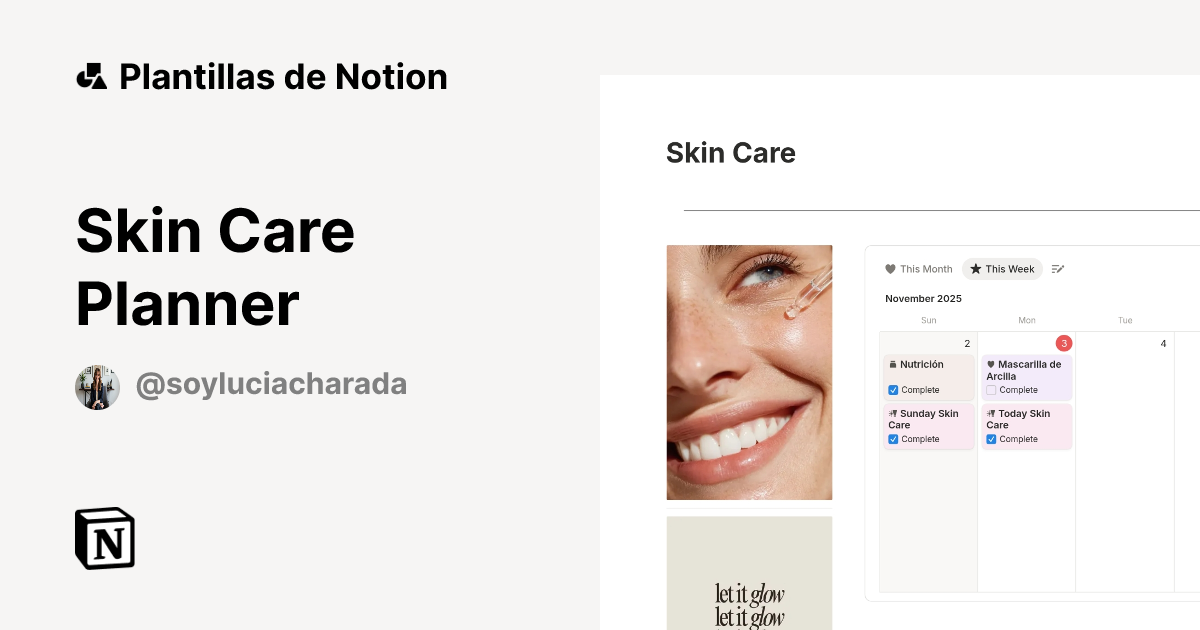 Plantilla Skin Care Planner | Notion Marketplace