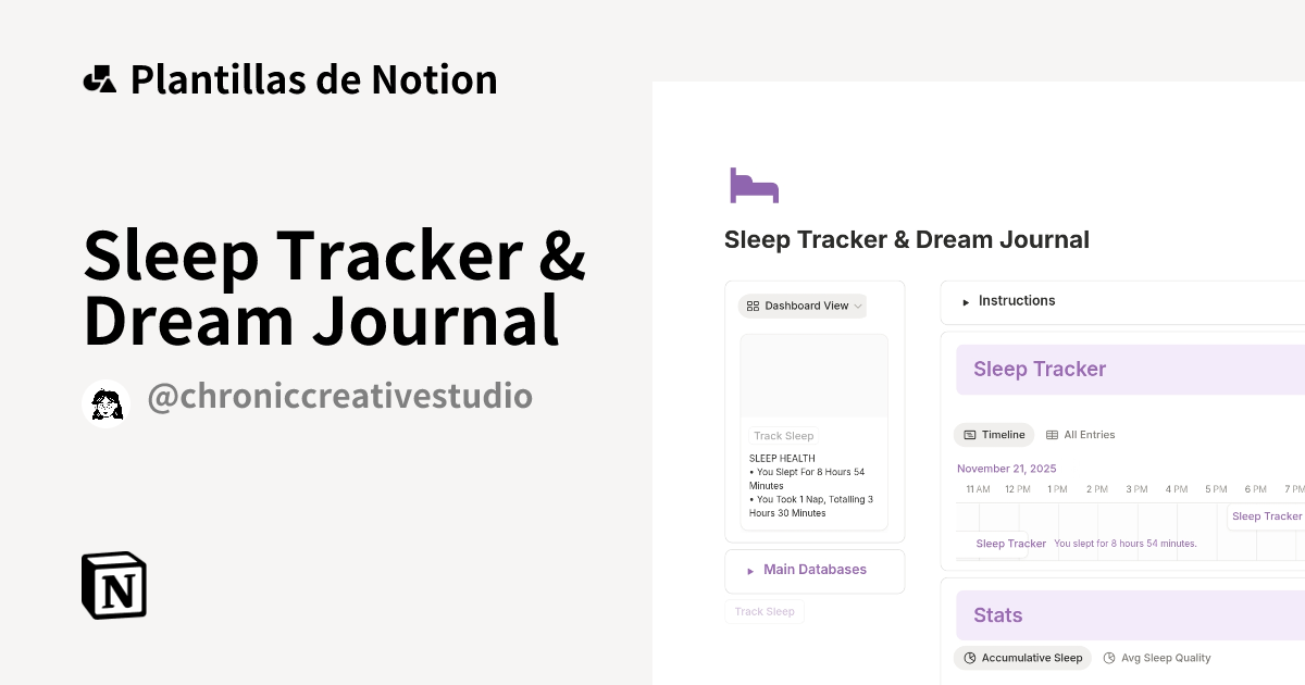Plantilla Sleep Tracker & Dream Journal de Chronic Creative Studio ...