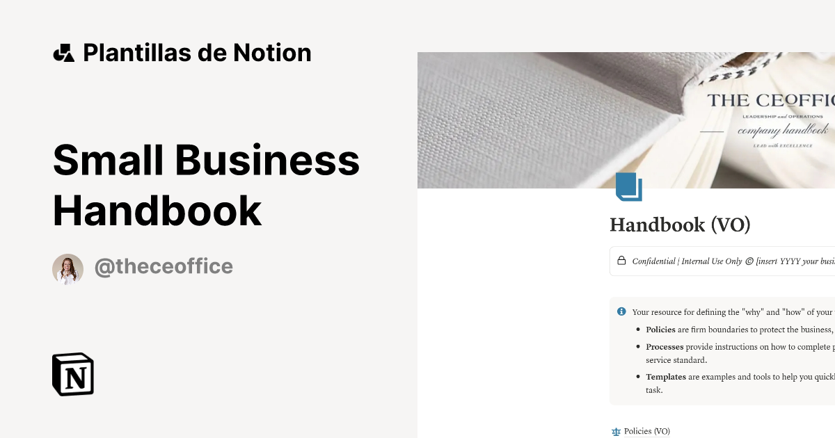 Plantilla Small Business Handbook de the CEOffice | Notion Marketplace