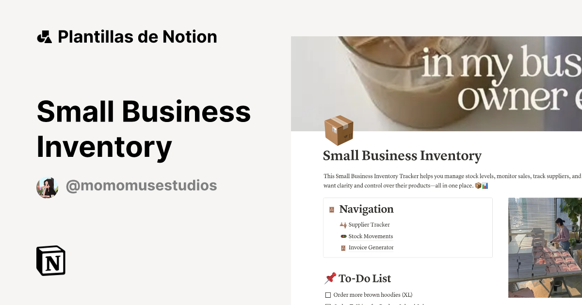 Plantilla Small Business Inventory | Notion Marketplace