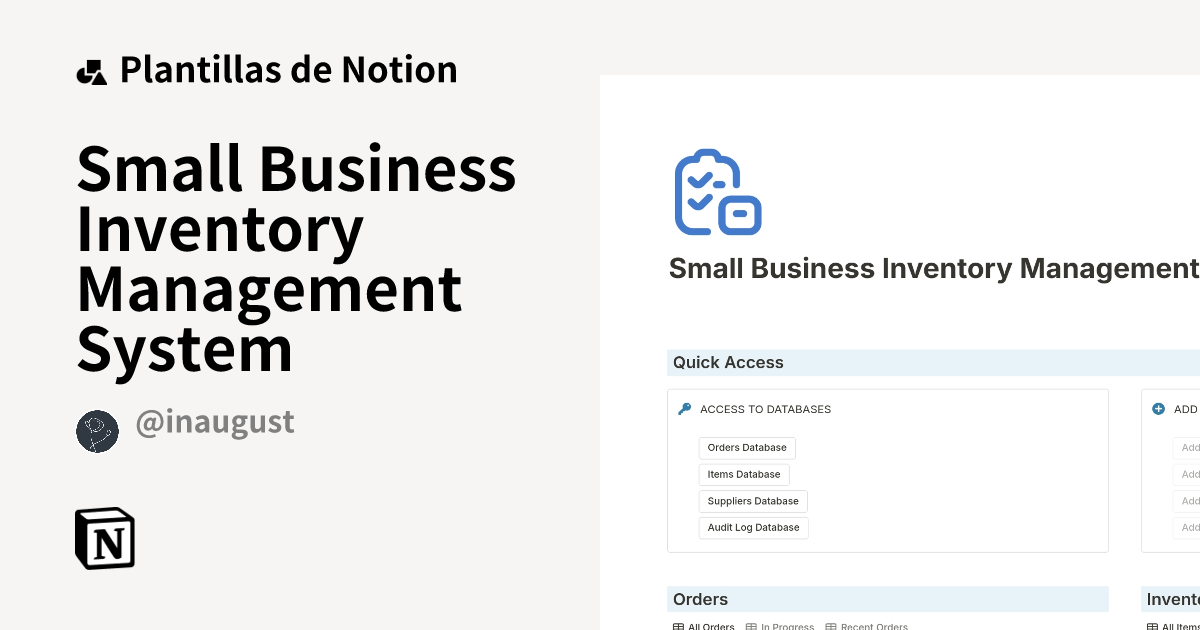 Plantilla Small Business Inventory Management System | Notion Marketplace