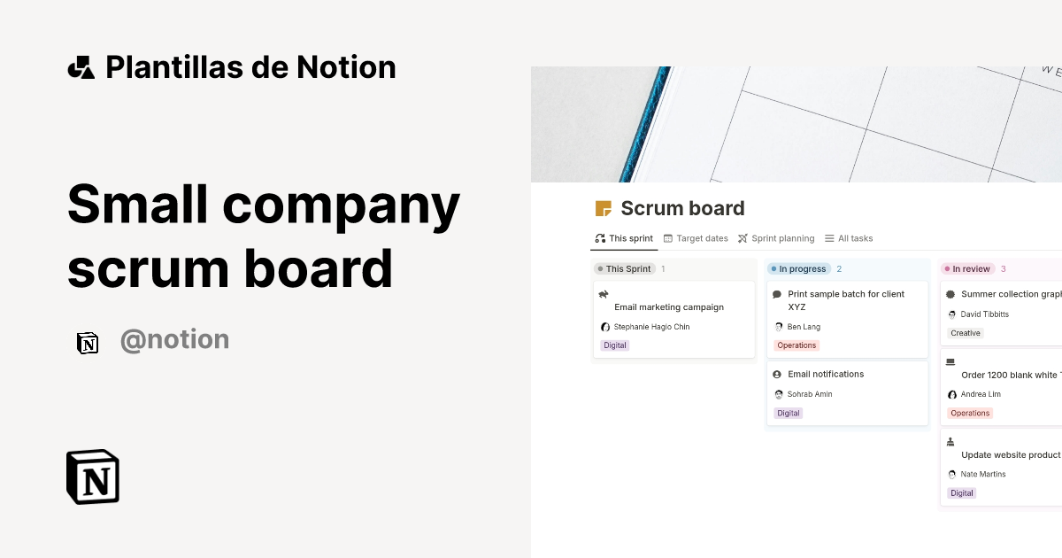 Plantilla Small company scrum board 2025 | Notion Marketplace