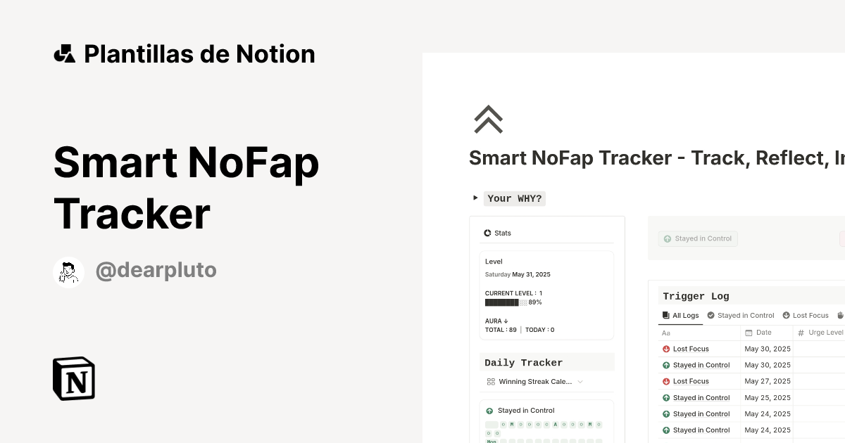 Plantilla Smart NoFap Tracker | Notion Marketplace