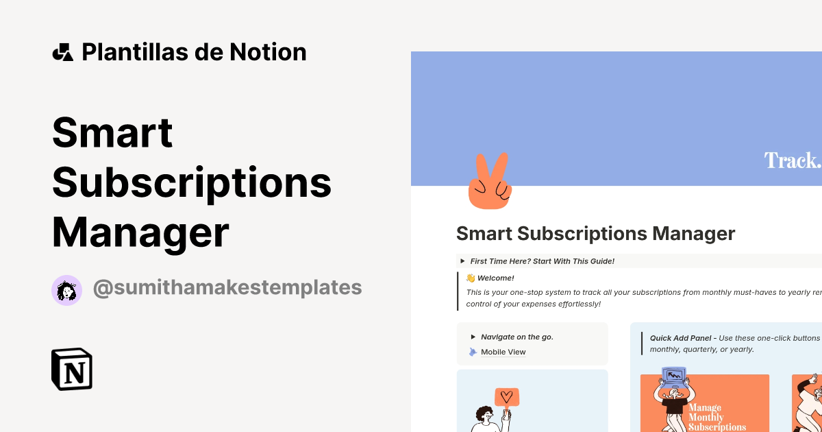 Plantilla Smart Subscriptions Manager | Notion Marketplace