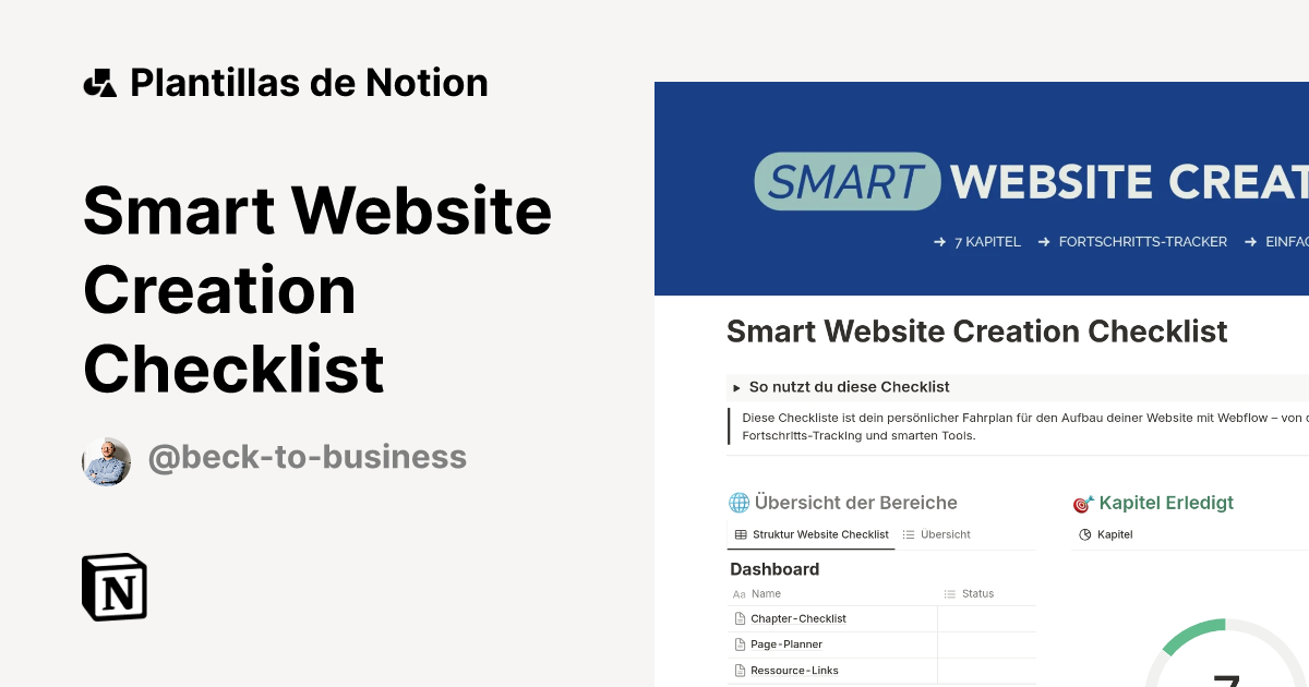 Plantilla Smart Website Creation Checklist | Notion Marketplace