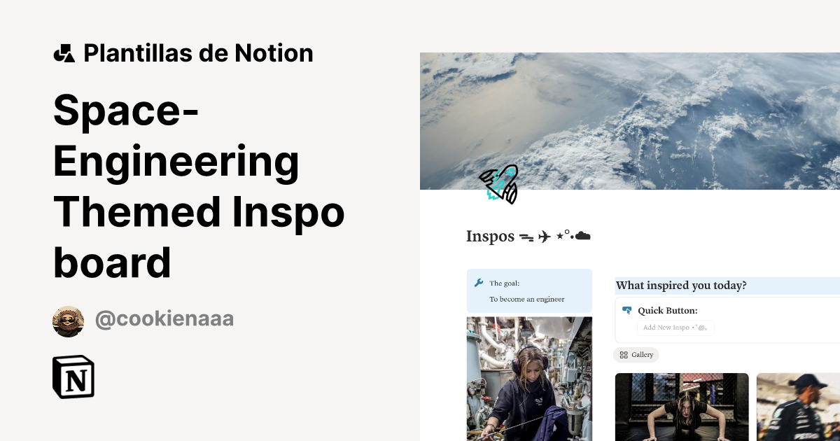 Plantilla Space-Engineering Themed Inspo board | Notion Marketplace