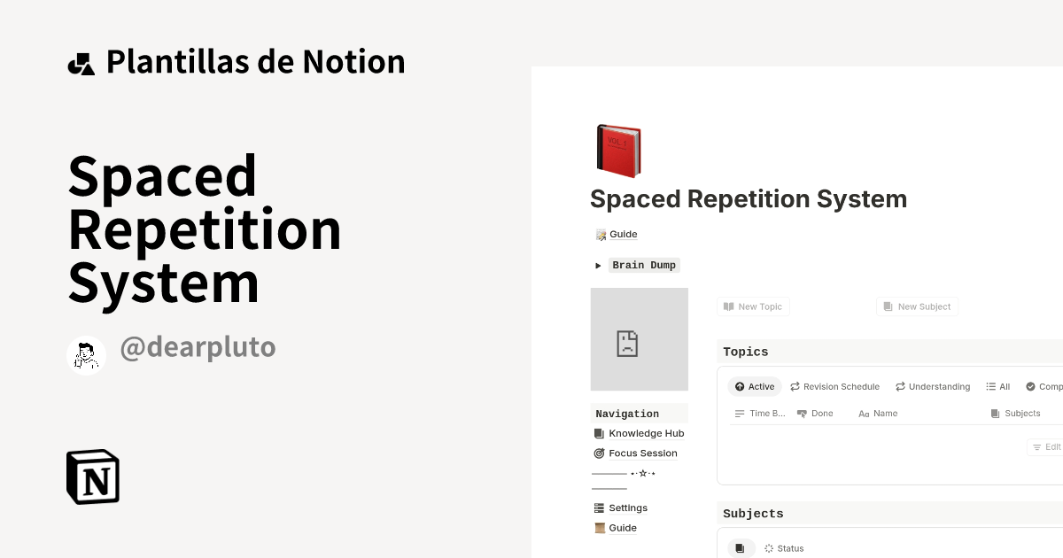 Plantilla Spaced Repetition System | Notion Marketplace