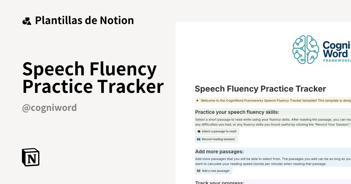 Plantilla Speech Fluency Practice Tracker | Notion Marketplace
