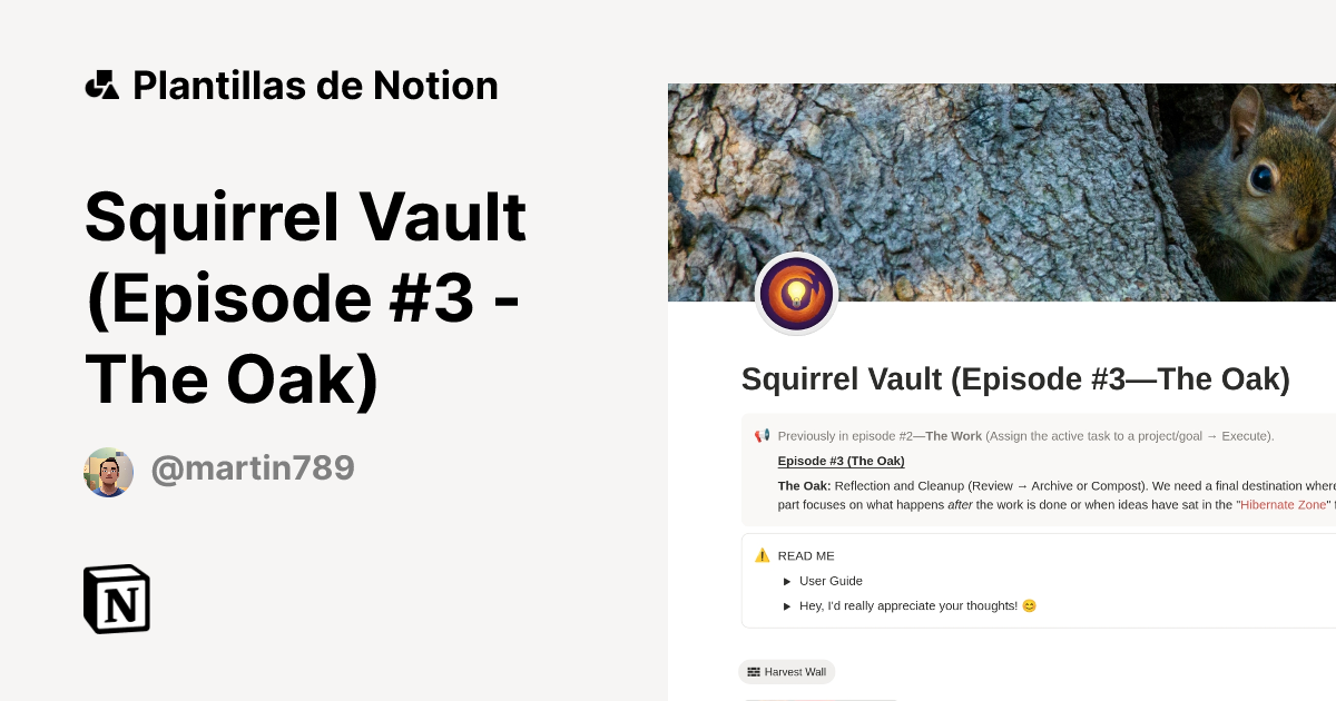 Plantilla Squirrel Vault (Episode #3 - The Oak) | Notion Marketplace