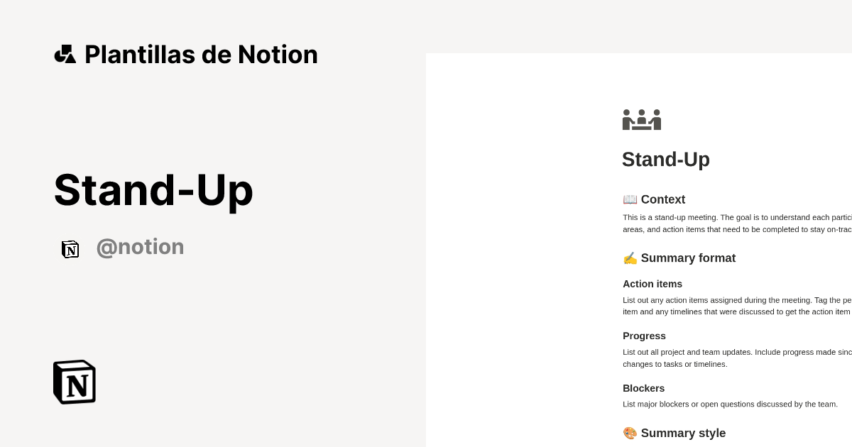 Plantilla Stand-Up de Notion | Notion Marketplace