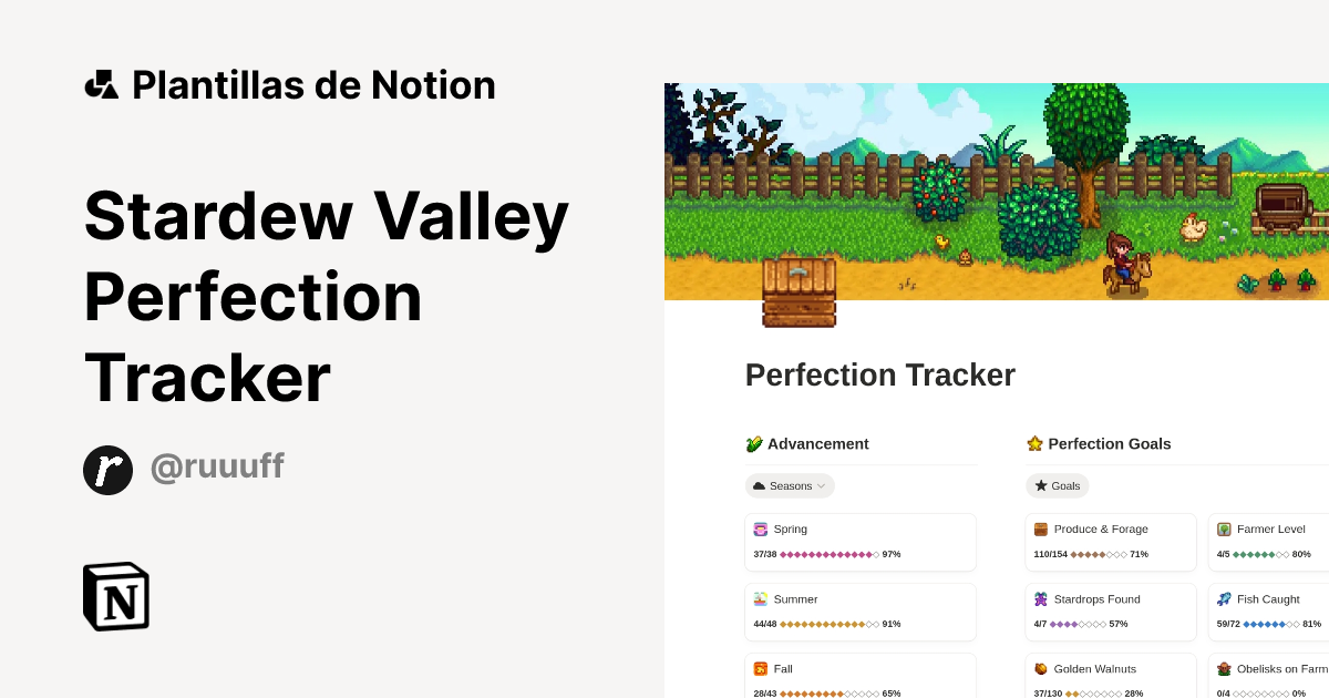 Plantilla Stardew Valley Perfection Tracker | Notion Marketplace