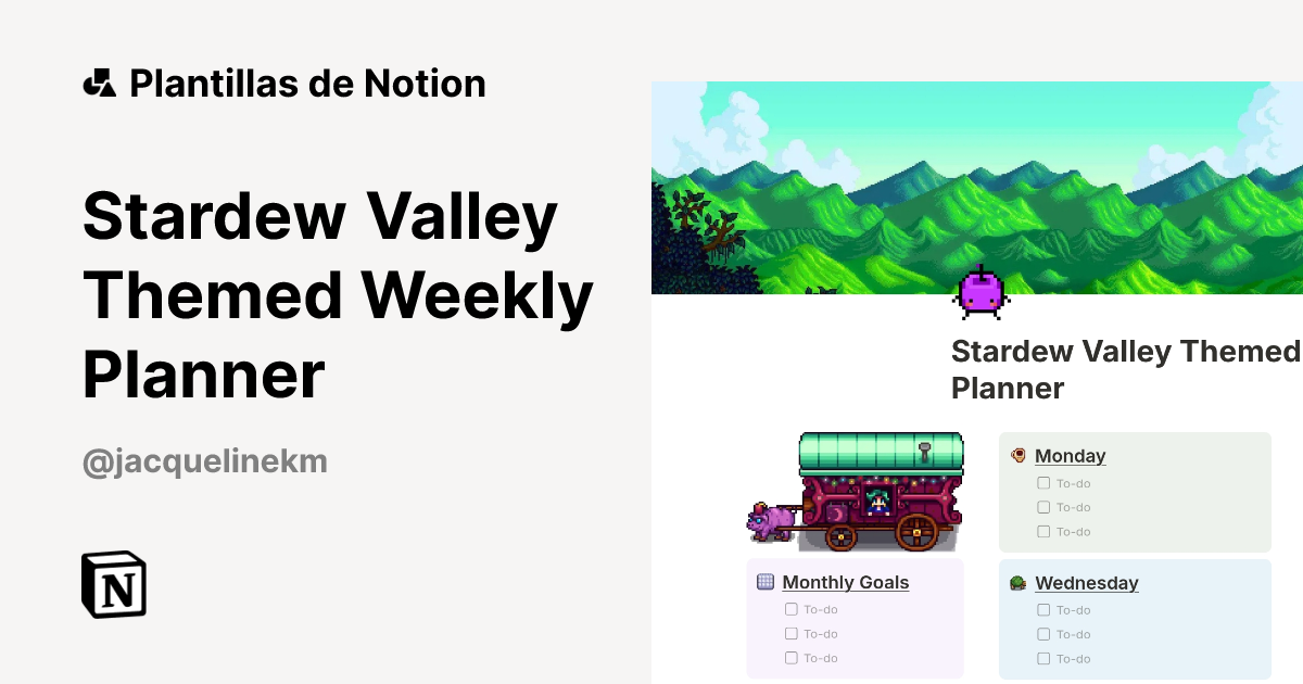 Plantilla Stardew Valley Themed Weekly Planner | Notion Marketplace