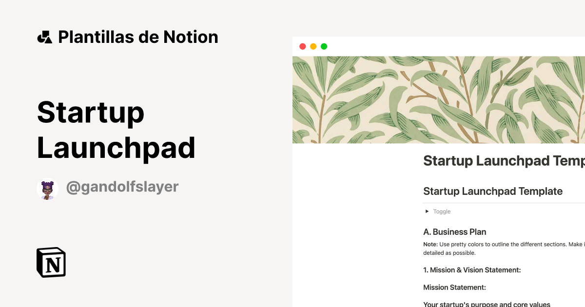 Plantilla Startup Launchpad | Notion Marketplace
