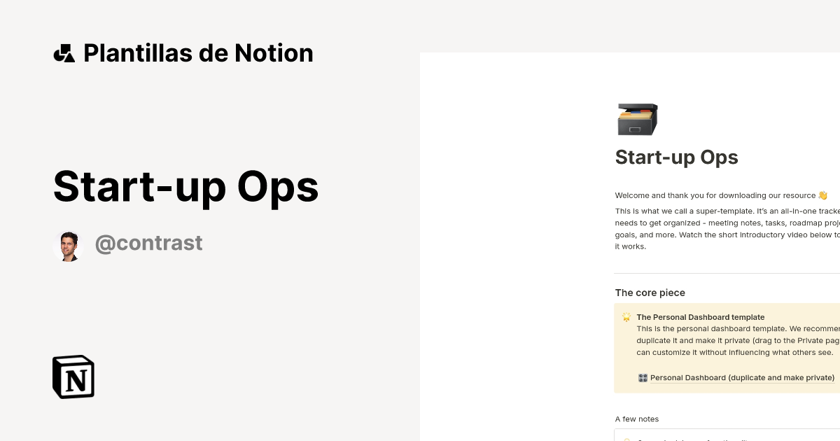 Plantilla Start-up Ops de Calin from Contrast Studio | Notion Marketplace