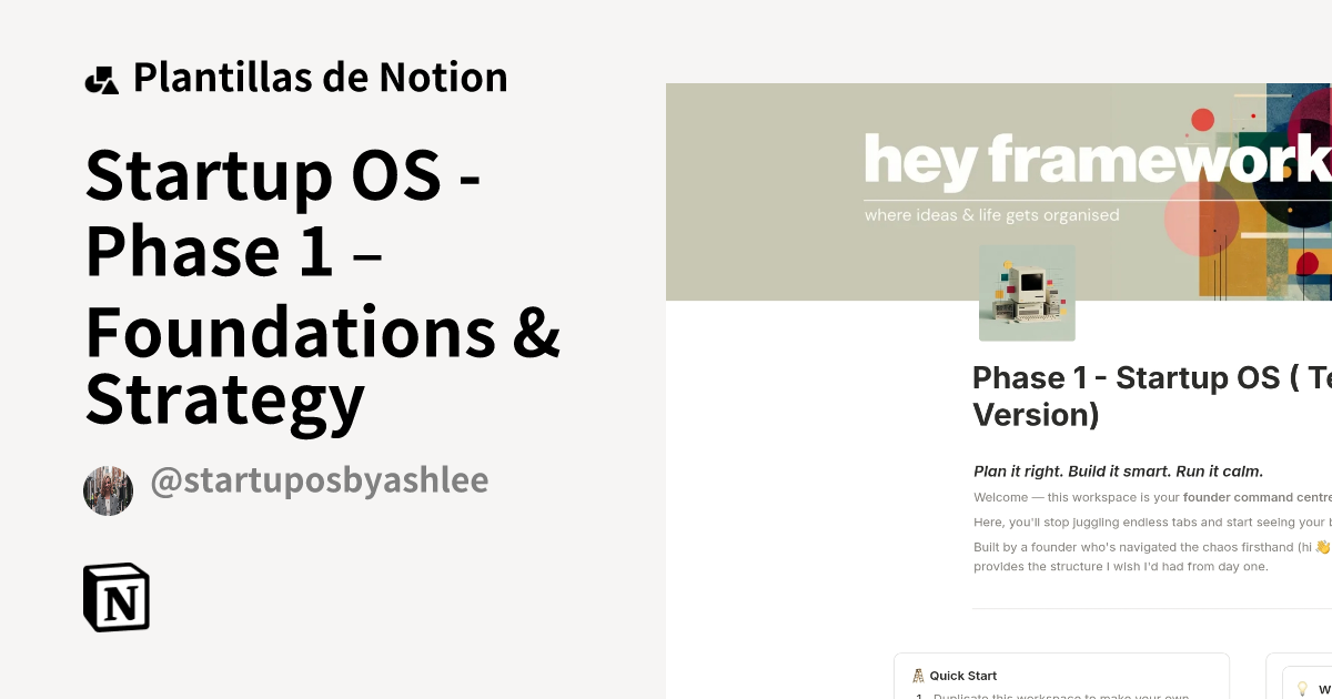 Plantilla Startup OS - Phase 1 – Foundations & Strategy | Notion ...