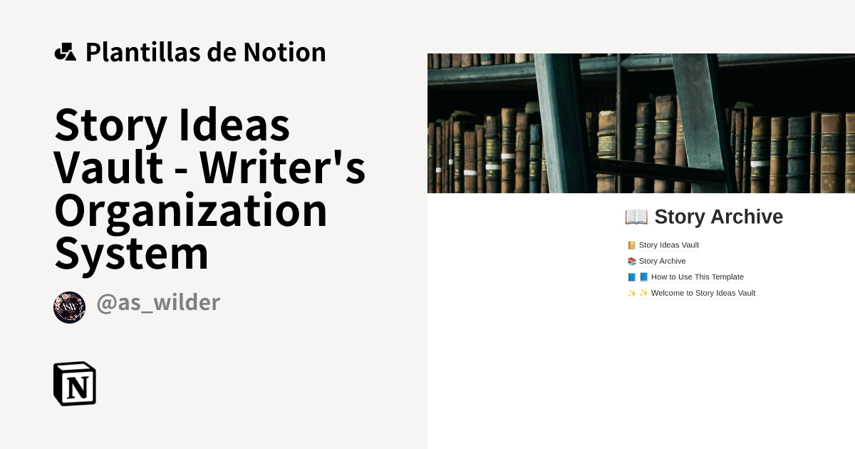 Plantilla Story Ideas Vault - Writer's Organization System | Notion ...