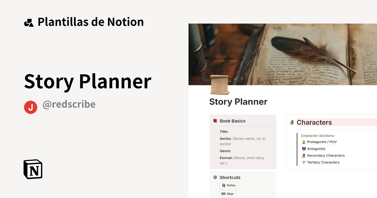 Plantilla Story Planner de Redscribe | Notion Marketplace
