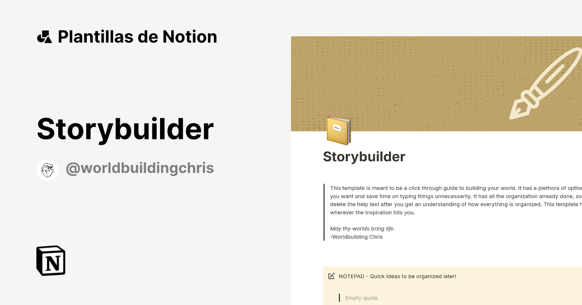 Plantilla Storybuilder de Chris | Resources for Worldbuilding | Notion ...