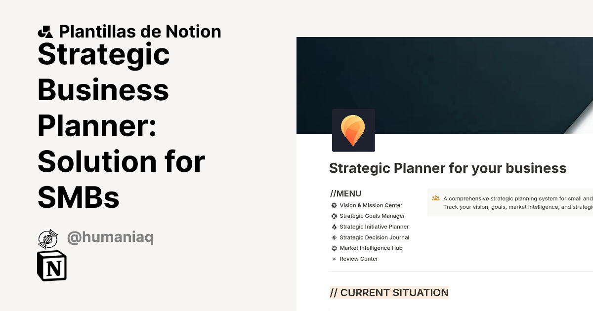 Plantilla Strategic Business Planner: Solution for SMBs | Notion ...