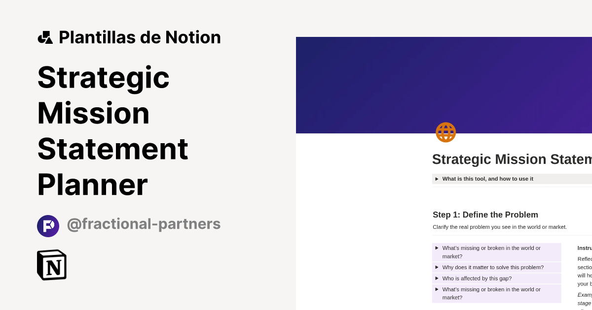 Plantilla Strategic Mission Statement Planner de Fractional Partners ...
