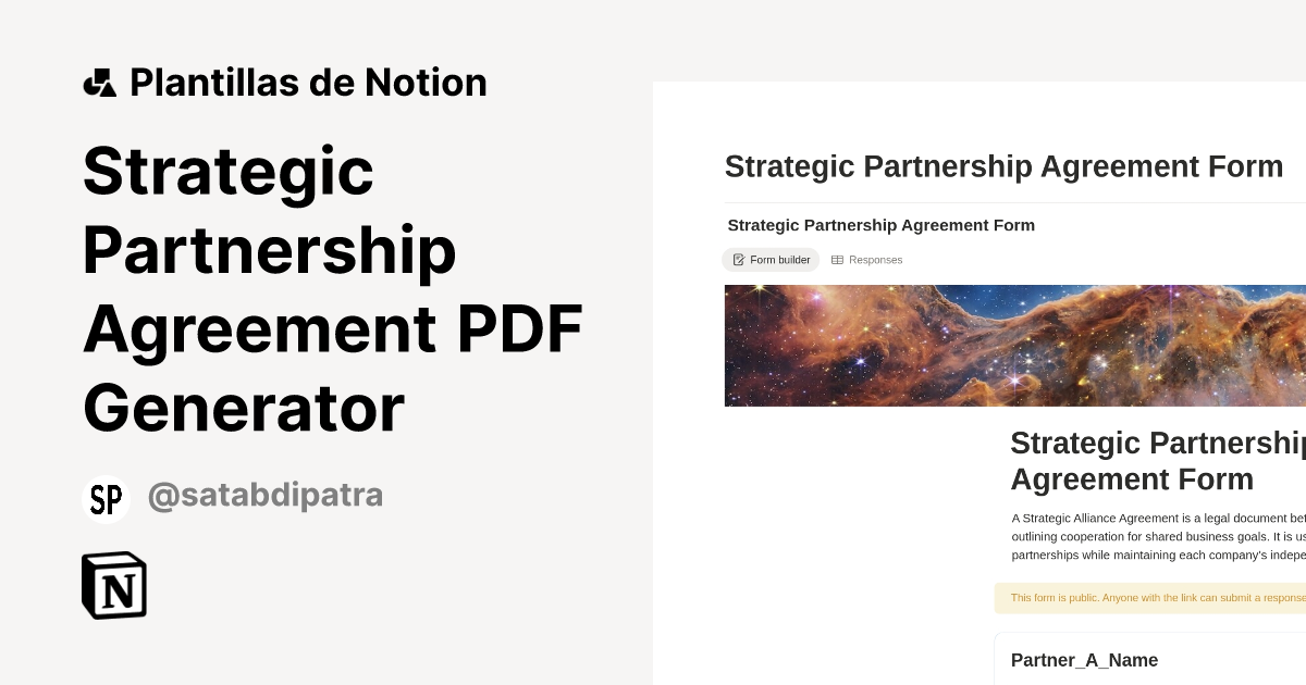 Plantilla Strategic Partnership Agreement PDF Generator de Satabdi ...